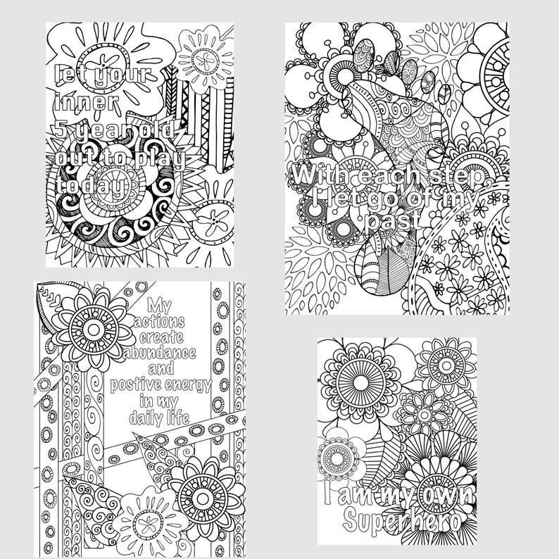30 Positive Affirmations, Coloring Page, Motivational Quotes, Relaxing ...