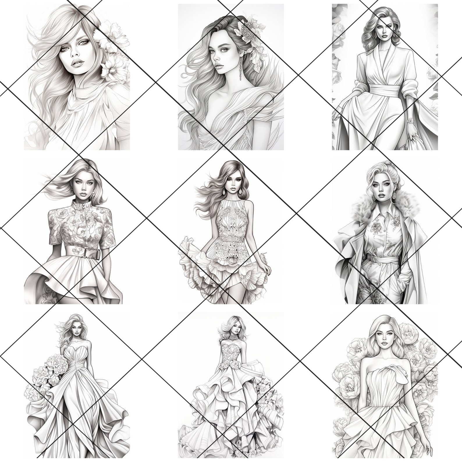 63 Fashion Coloring Pages of Female Models to Use or Resell ...