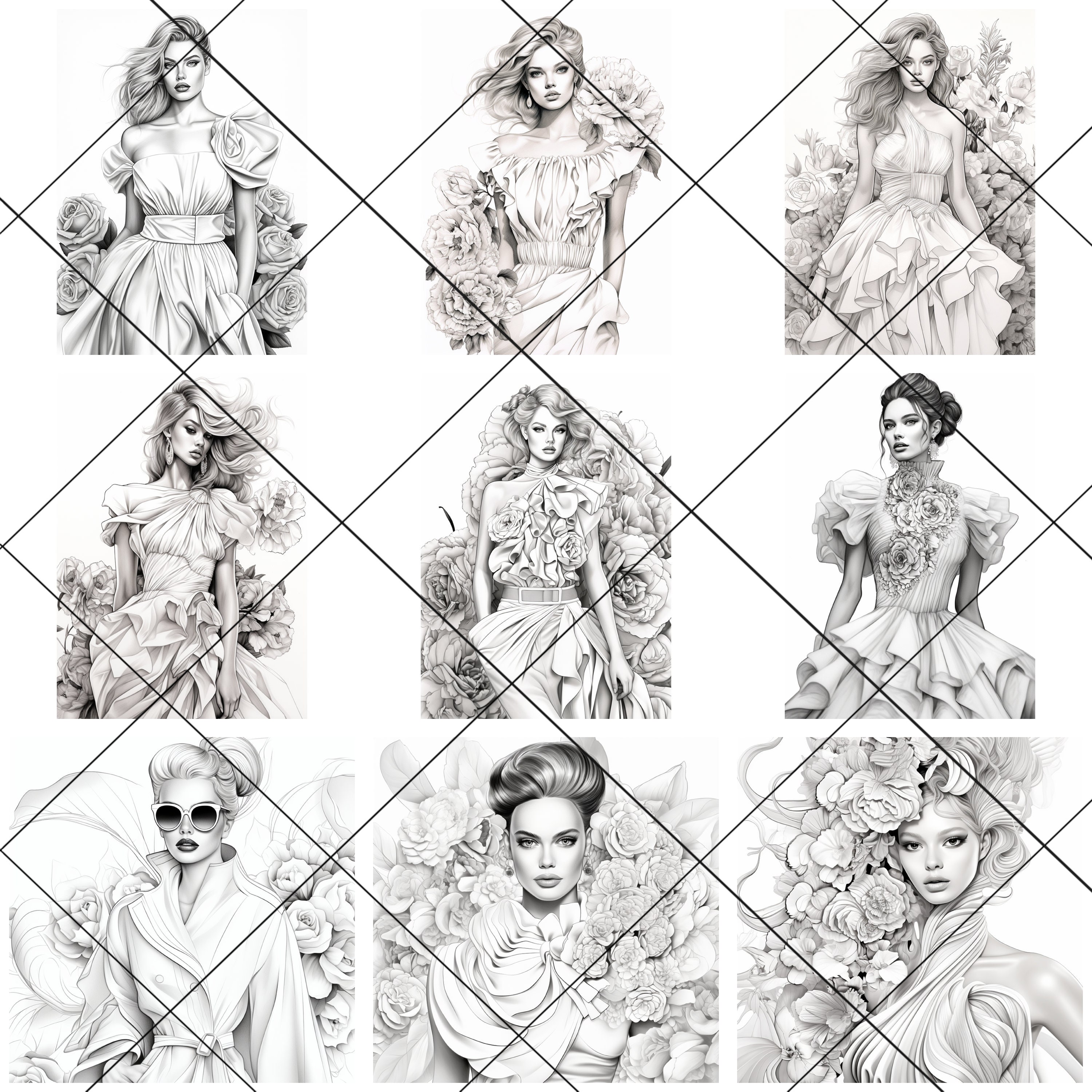63 Fashion Coloring Pages of Female Models to Use or Resell ...