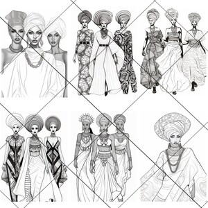 42 PNG Coloring Pages, African Models, Resellable Digital Product ...