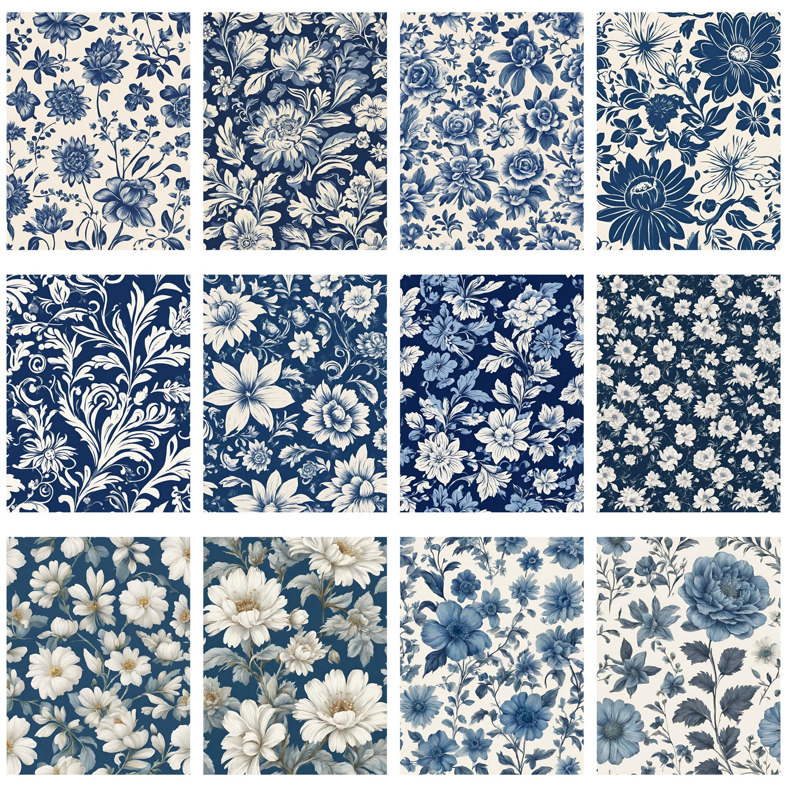 50 Unique Floral Images, Digital Paper, PDF, PNG, Paper Crafts, Special ...