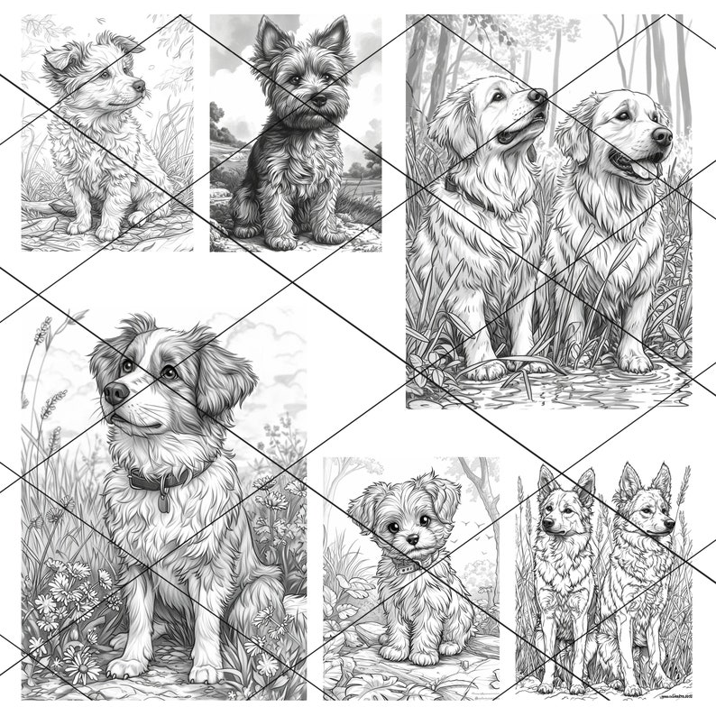 31 Premium Dogs Coloring Pages Resellable Coloring Book Bundle Canva ...