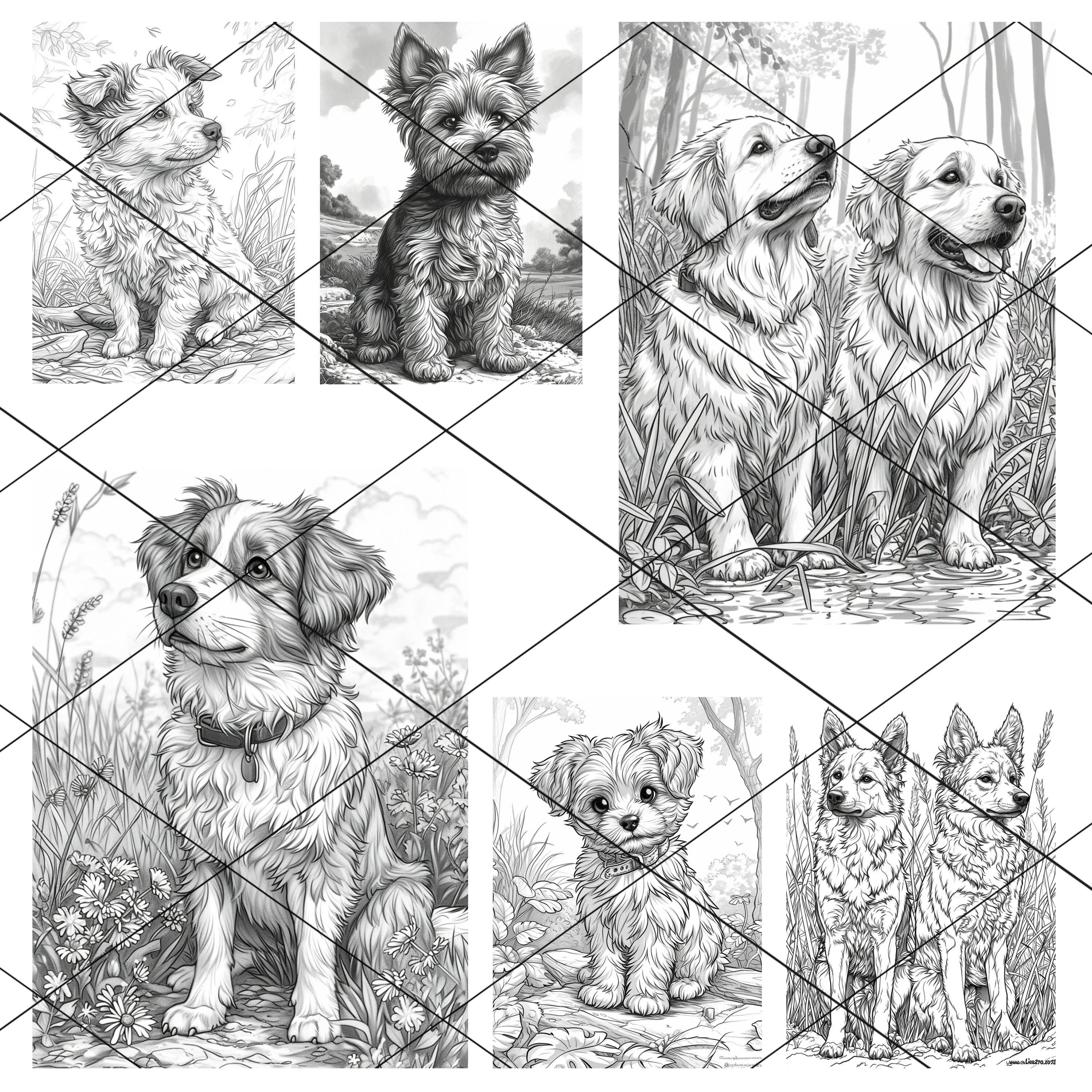 31 Premium Dogs Coloring Pages Resellable Coloring Book Bundle Canva ...
