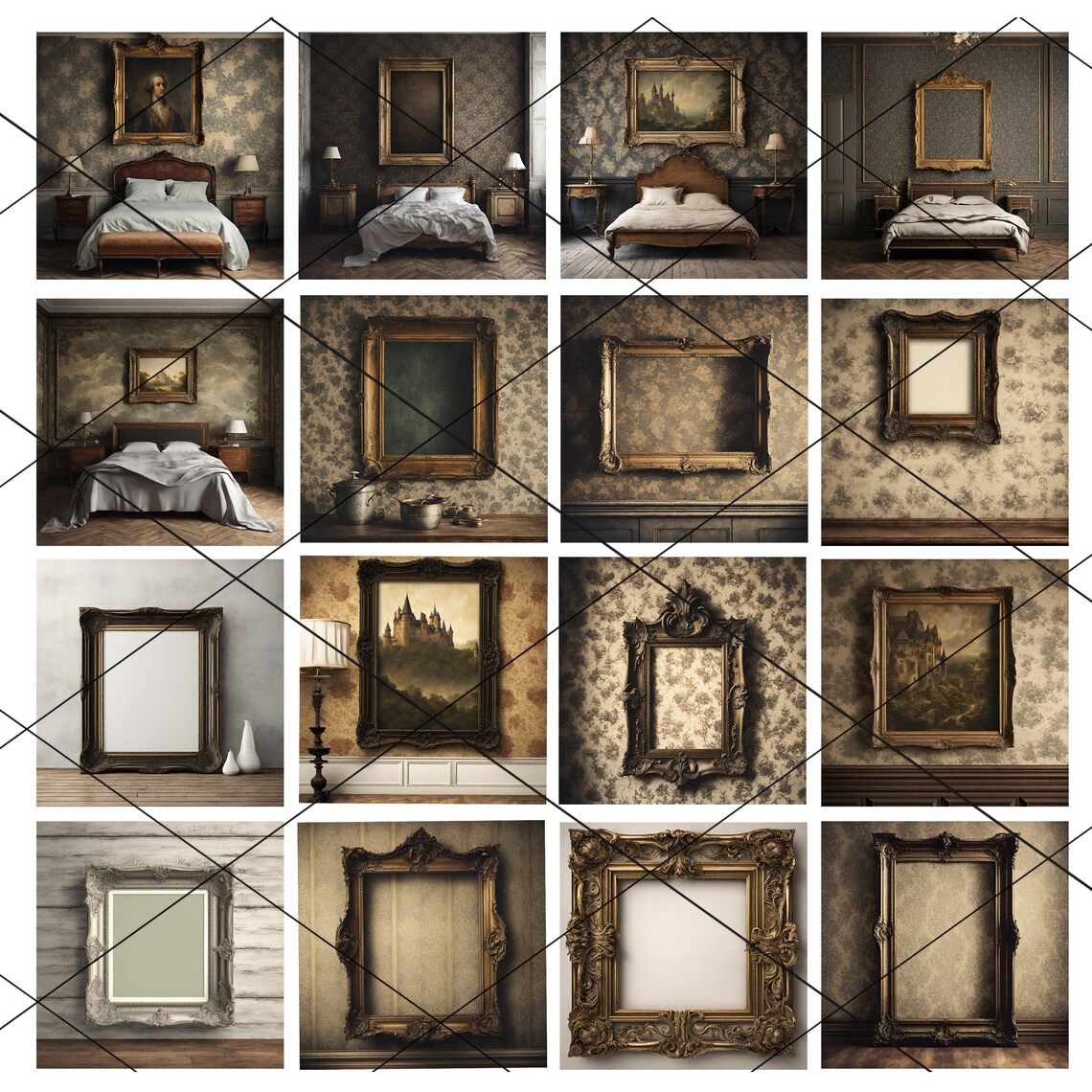 80 HQ Antique Frame Mockups Rustic Baroque Photo Template Digital Plr ...