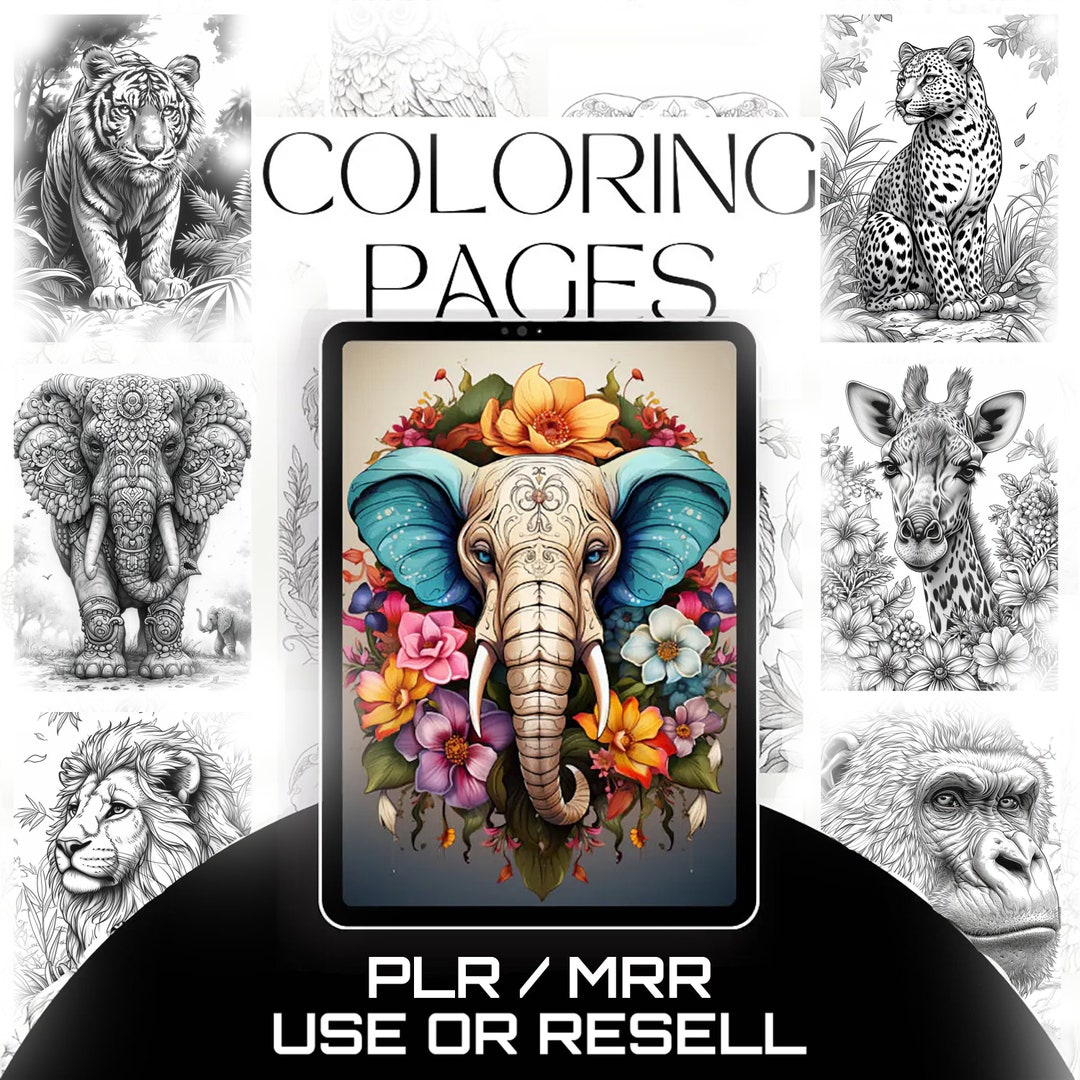 40 Premium Animals Coloring Pages to Use or Resell Resellable Coloring ...
