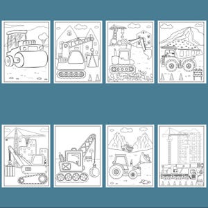 40 Coloring Pages for Kids, Excavators, Cranes, Trucks, Printable, JPG ...