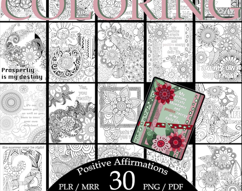 30 Positive Affirmations | Coloring Page | Motivational Quotes ...