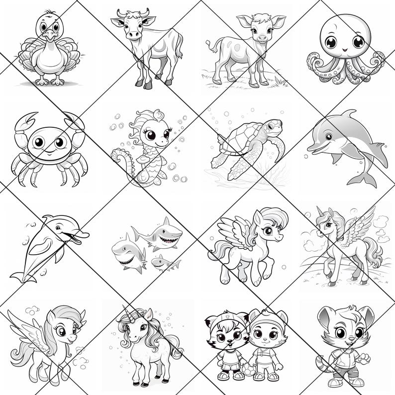 141 Coloring Pages for Kids | Animals Coloring Book | Digital ...