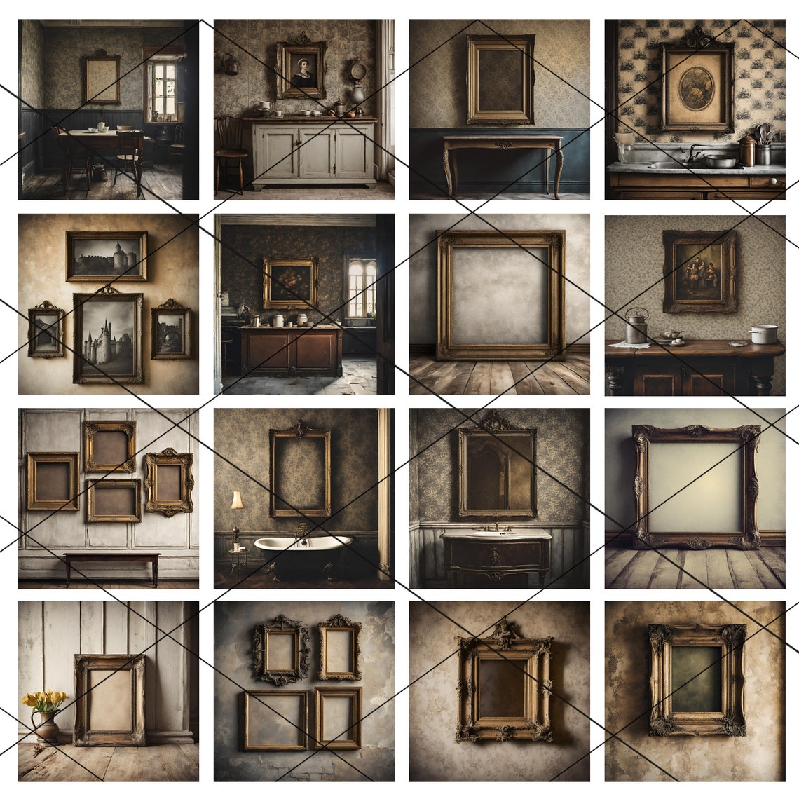 80 HQ Antique Frame Mockups Rustic Baroque Photo Template Digital Plr ...