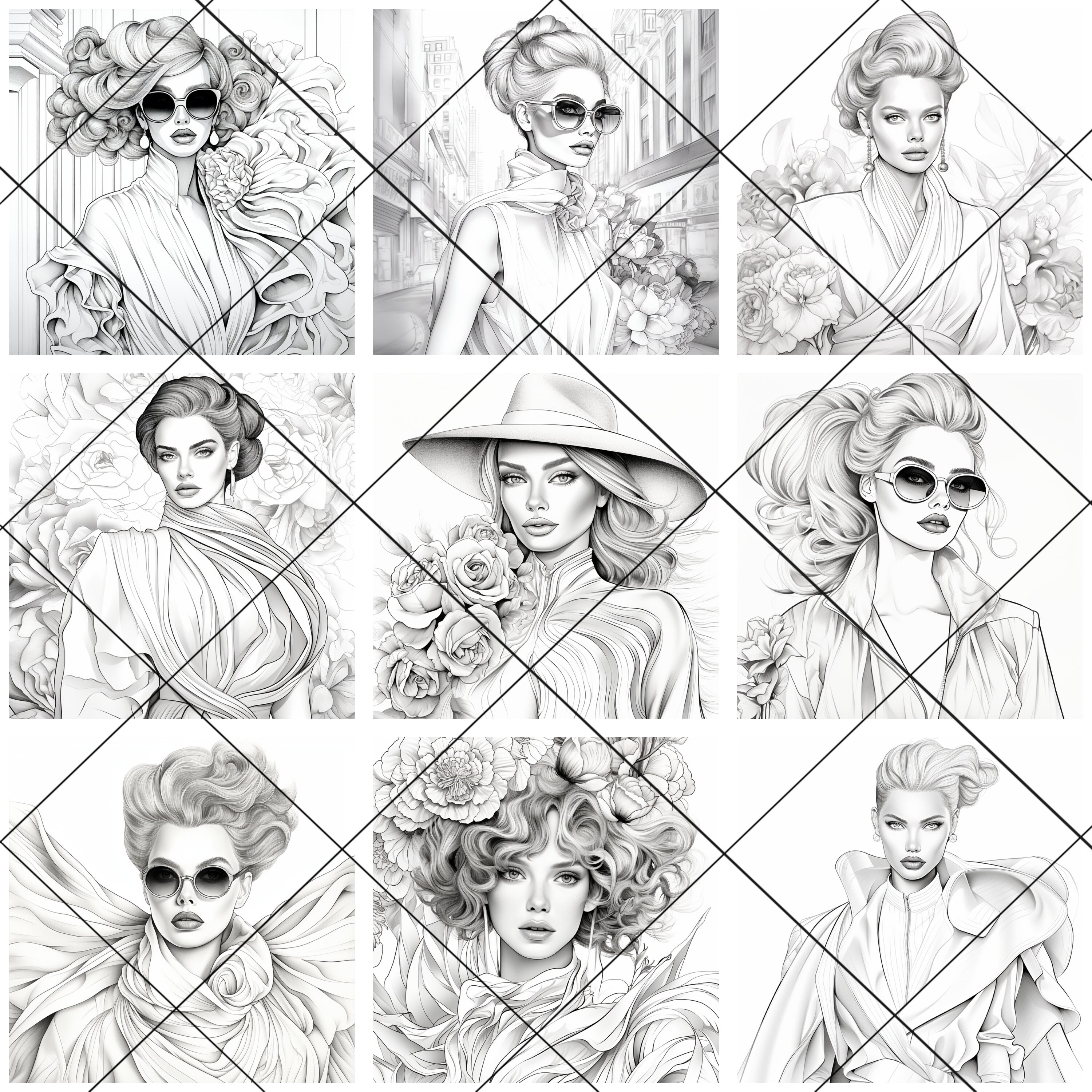 63 Fashion Coloring Pages of Female Models to Use or Resell ...