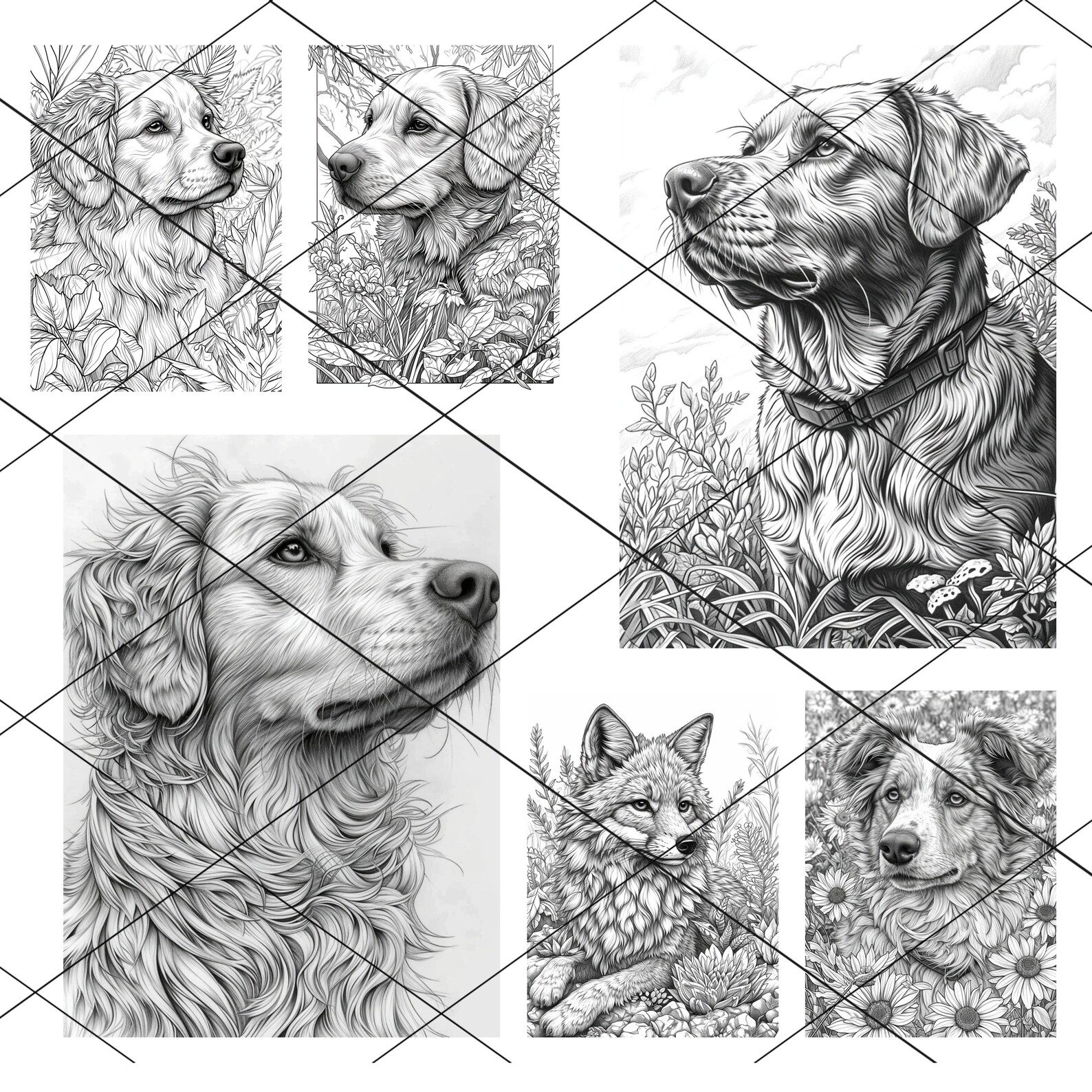 31 Premium Dogs Coloring Pages Resellable Coloring Book Bundle Canva ...