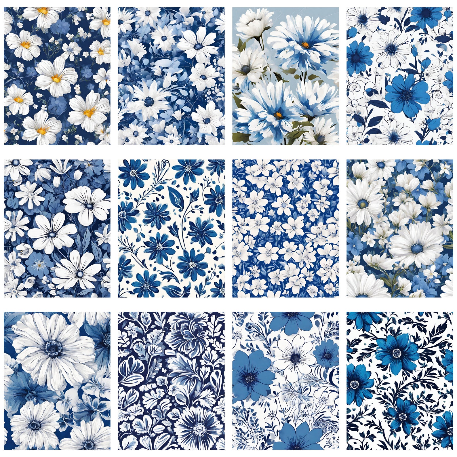 50 Unique Floral Images, Digital Paper, PDF, PNG, Paper Crafts, Special ...