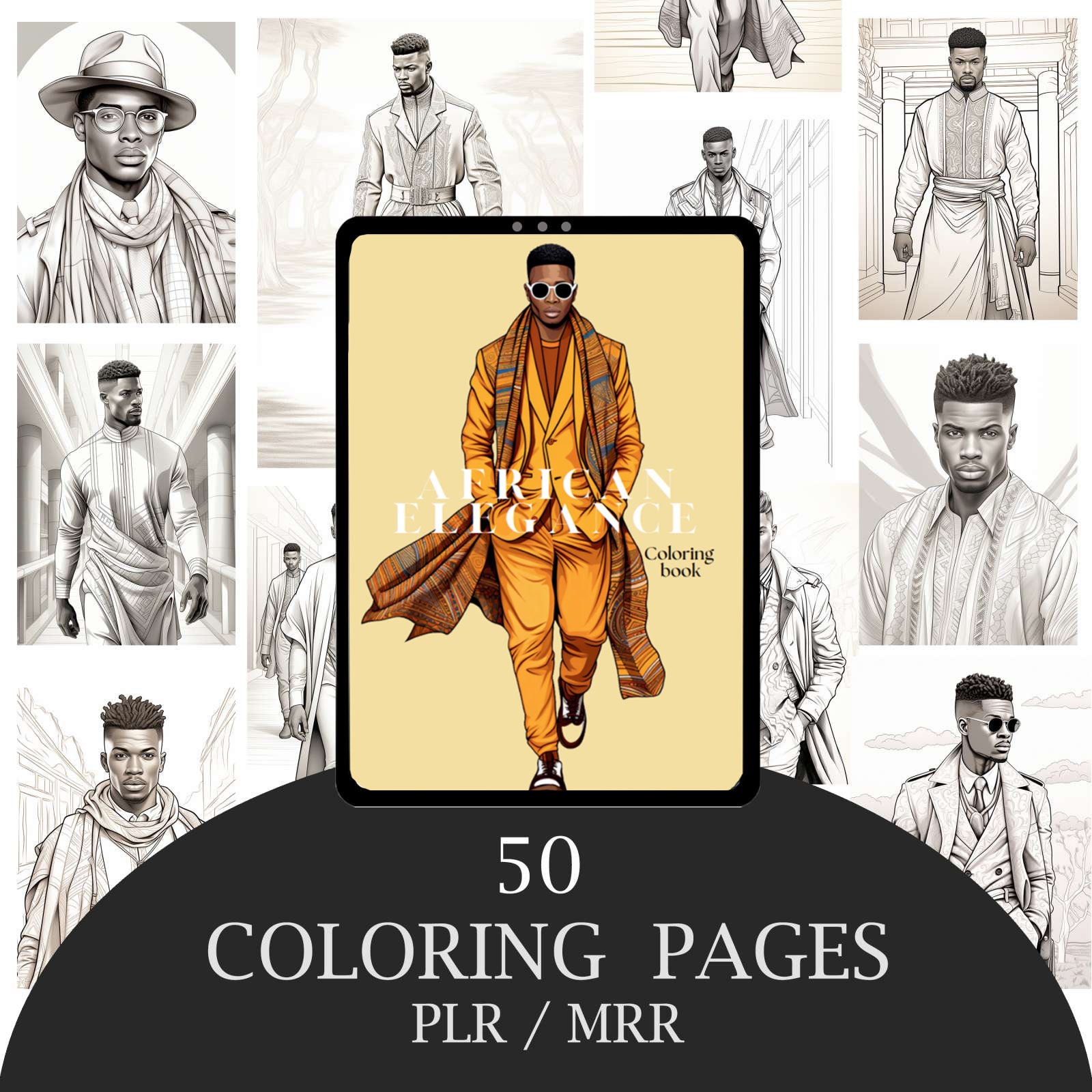 50 Premium Coloring Pages Male Fashion Models Use or Resell Resellable ...