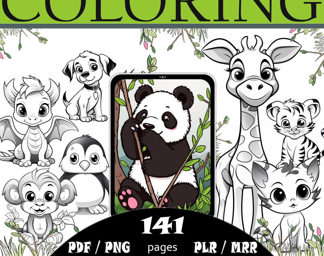 141 Coloring Pages for Kids | Animals Coloring Book | Digital ...