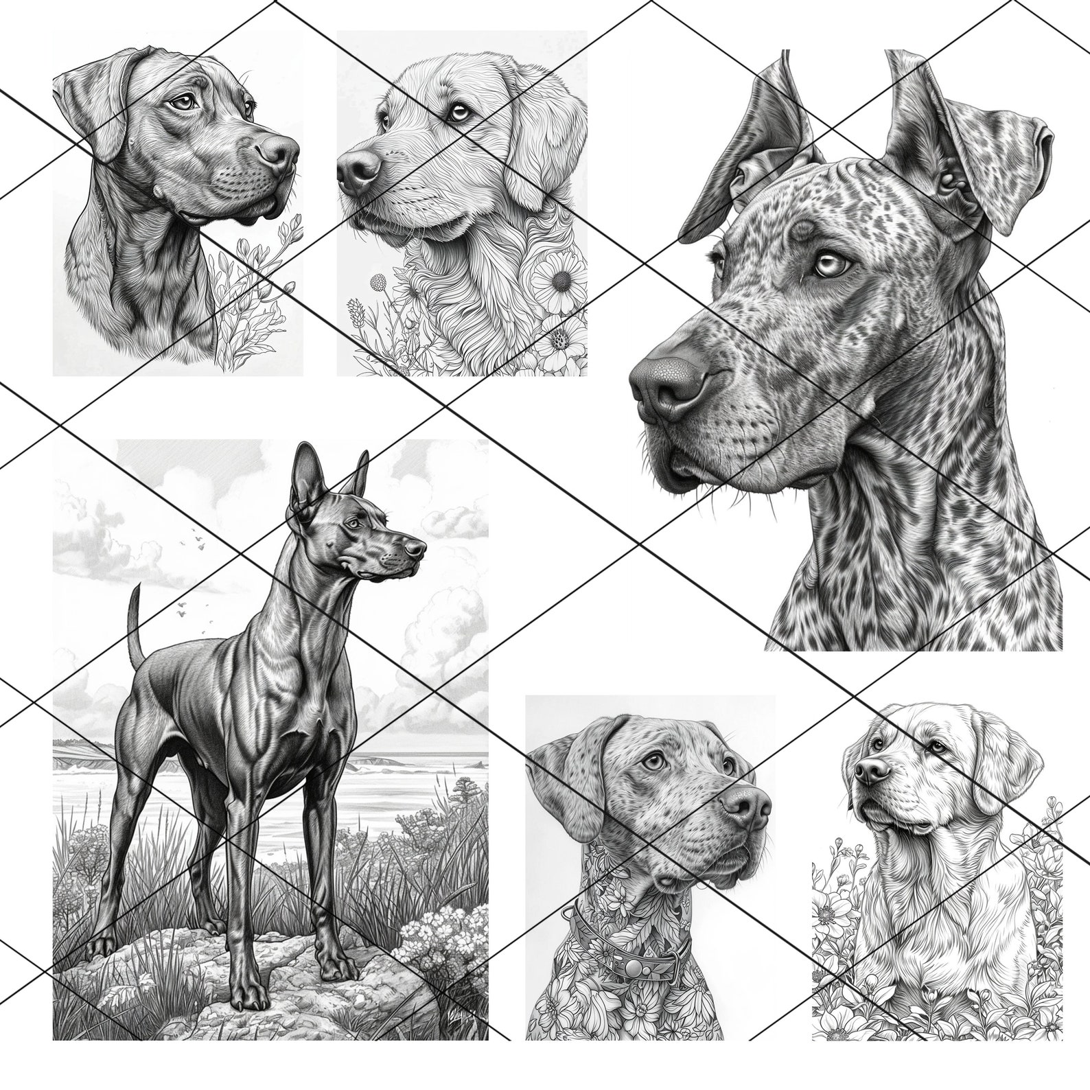 31 Premium Dogs Coloring Pages Resellable Coloring Book Bundle Canva ...