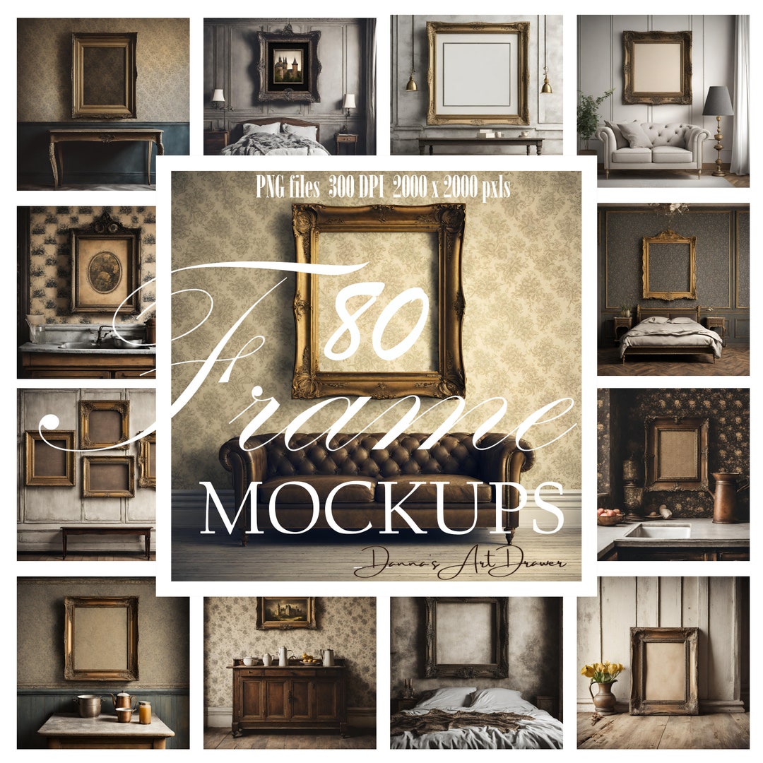 80 HQ Antique Frame Mockups | Rustic | Baroque | Art Frame Mockup I ...