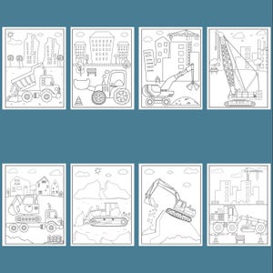 40 Coloring Pages for Kids | Excavators, Cranes, Trucks | Coloring Book ...