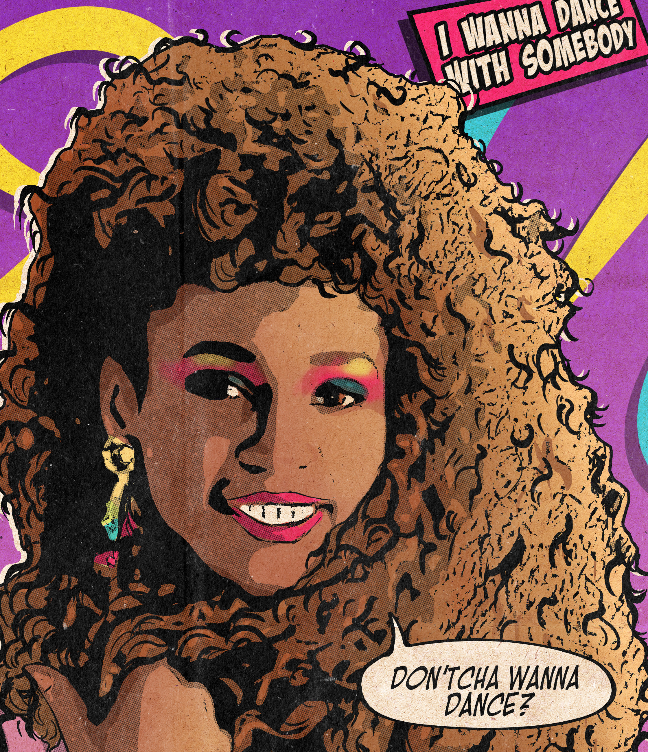Whitney Houston - I Wanna Dance With Somebody Vintage Comic Cover Art ...