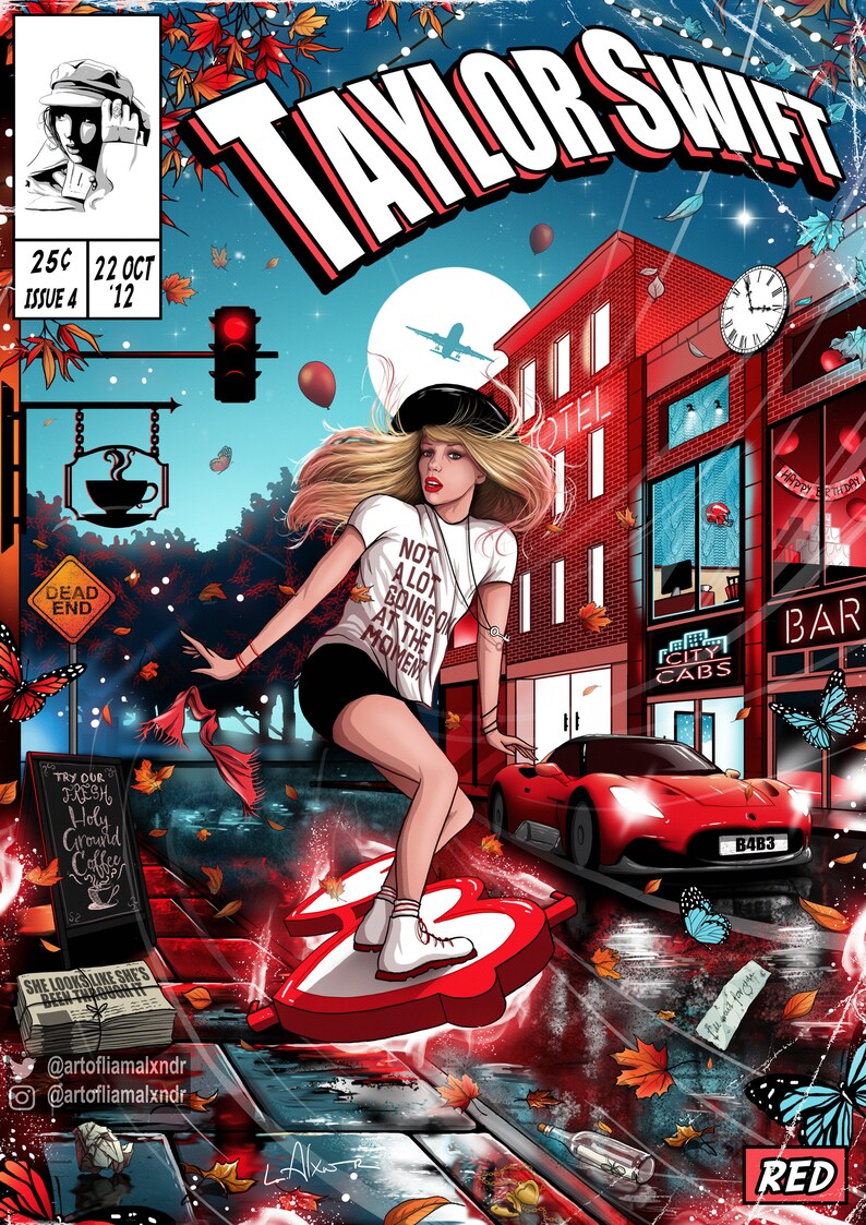Taylor Swift Print Red Comic Cover Art - Etsy