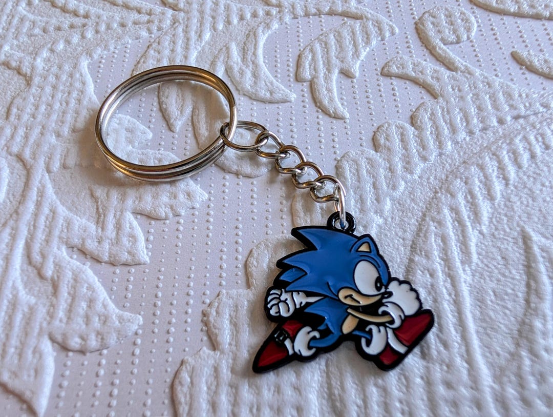 Sonic the Hedgehog Keychain: Enamel Rhodium Keyring - Etsy