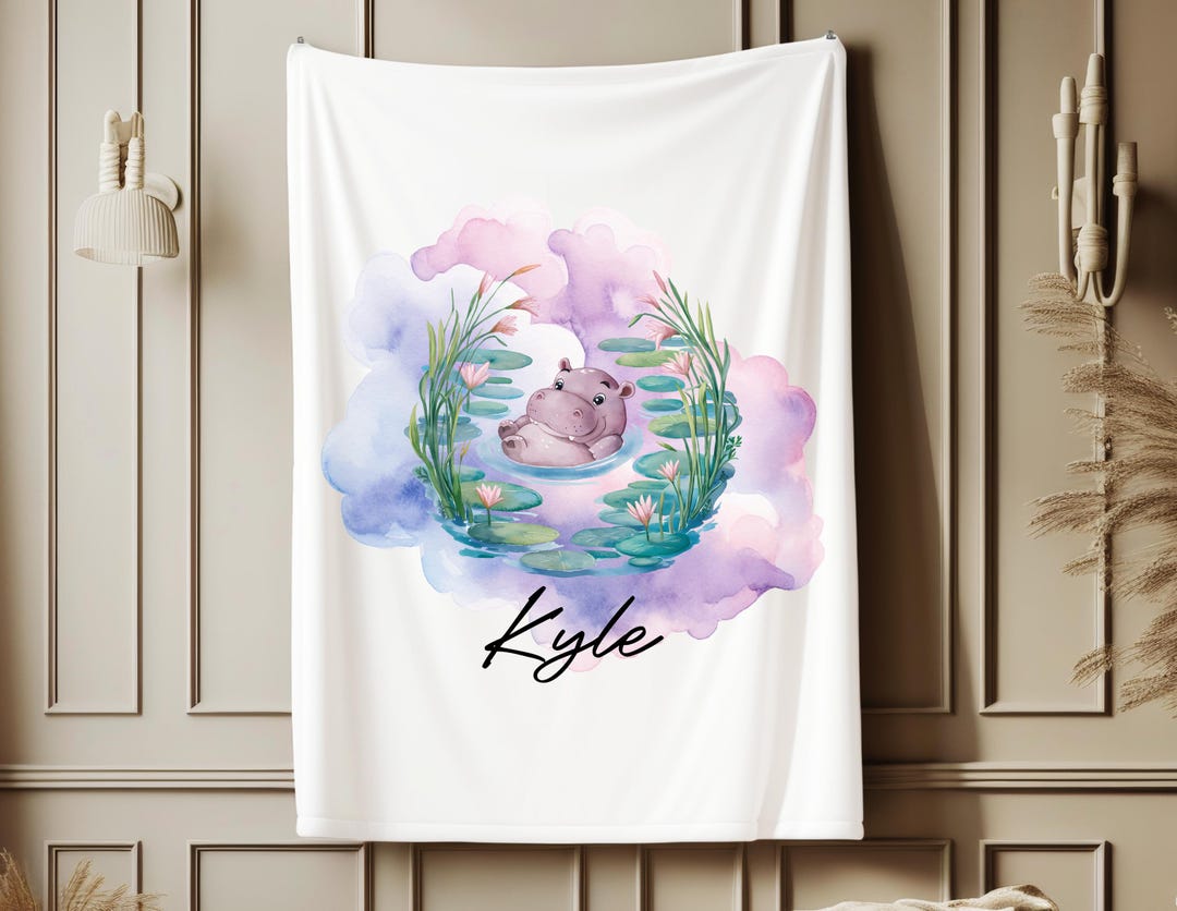 Hippo Blanket, Hippo Gift Idea, Velveteen Blanket, Gift for Hippo Lover ...