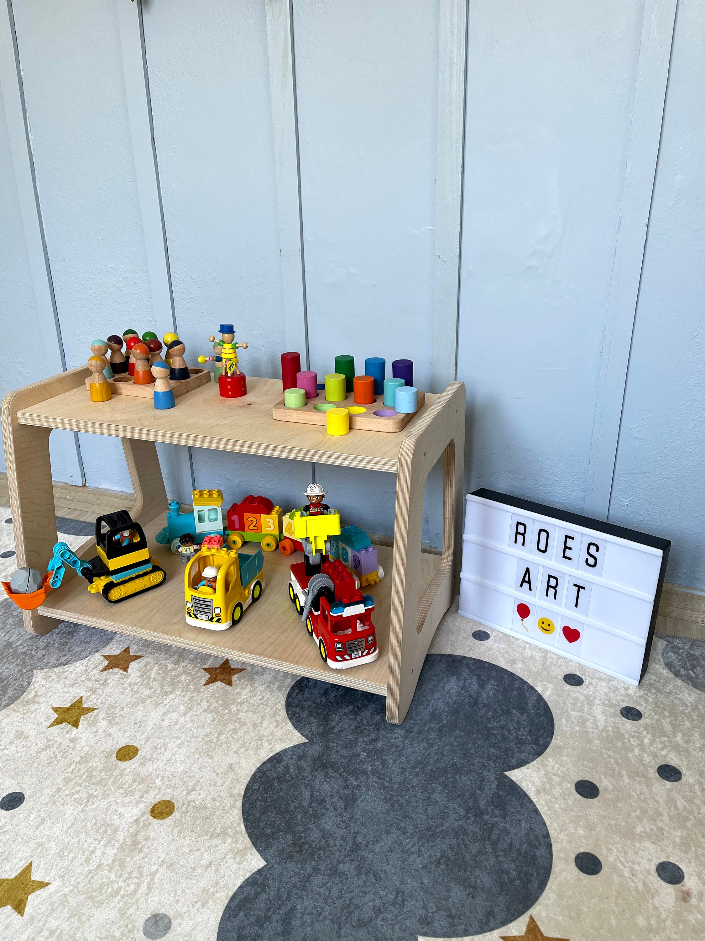 Montessori Bookshelf and Toy Storage, Birch Plywood Bookcase Kid Toy ...