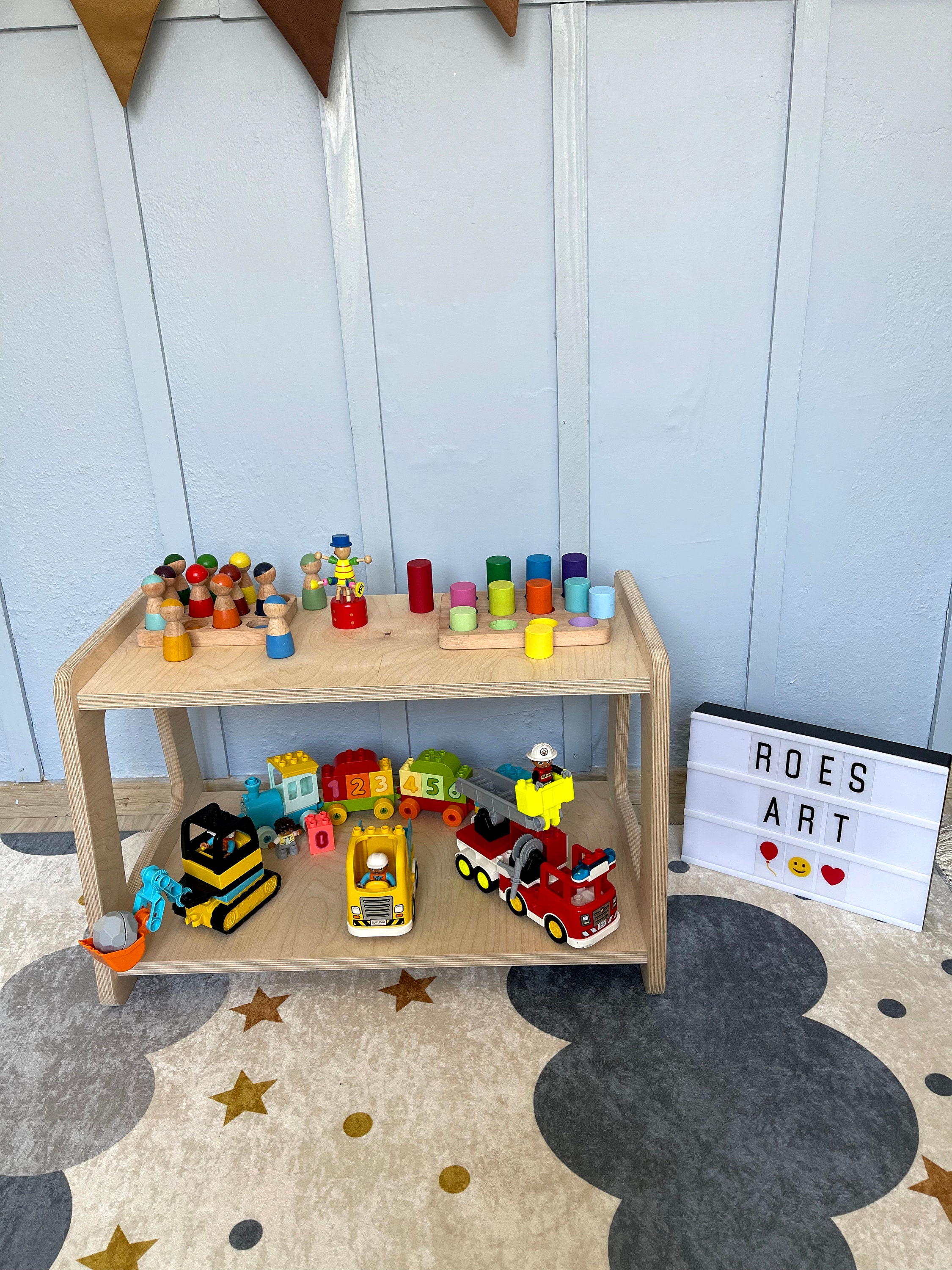 Montessori Bookshelf and Toy Storage, Birch Plywood Bookcase Kid Toy ...