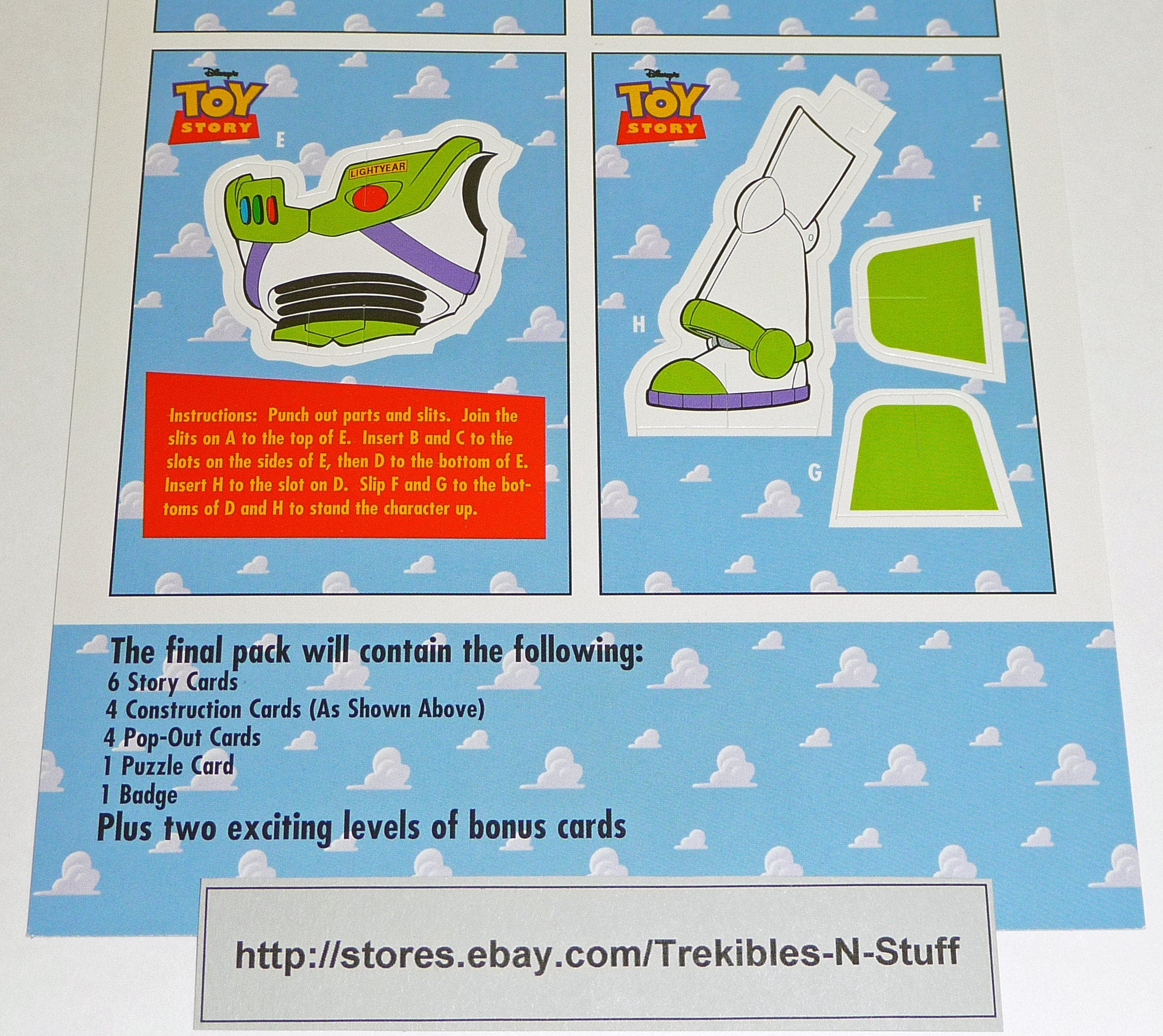 Disneys Toy Story Buzz Lightyear Prototype Sheet Pop Out Figures 1995 ...