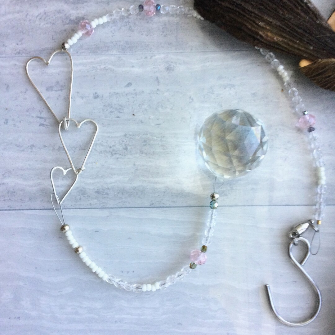 Prism With Silver Hearts for Each Family Member. Crystal Sun Prism With ...
