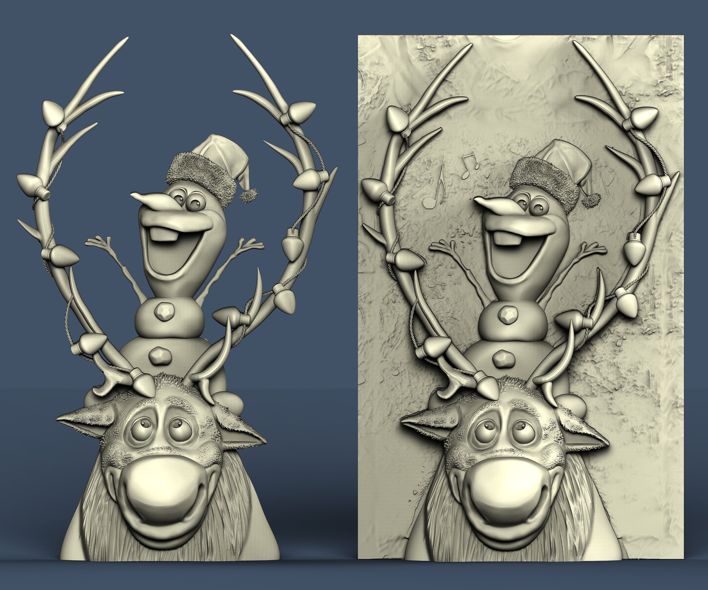 Sven and Olaf American Movie 3D STL Model CNC Router | Etsy