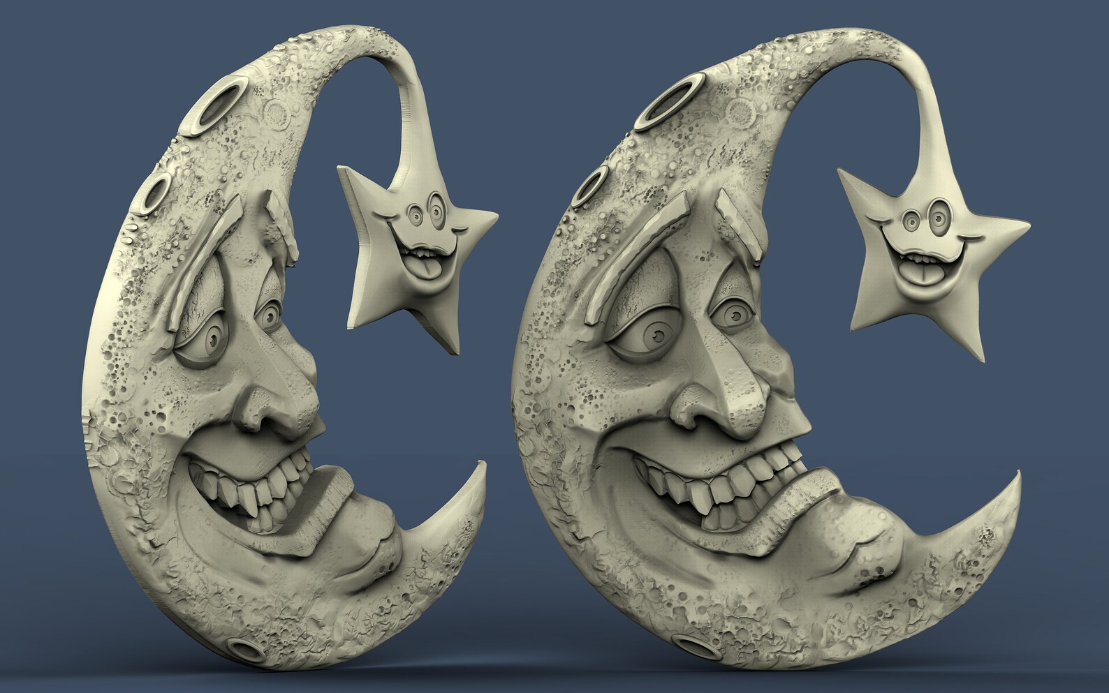 Crazy Moon 3D STL Model CNC Router Engraver Carving | Etsy