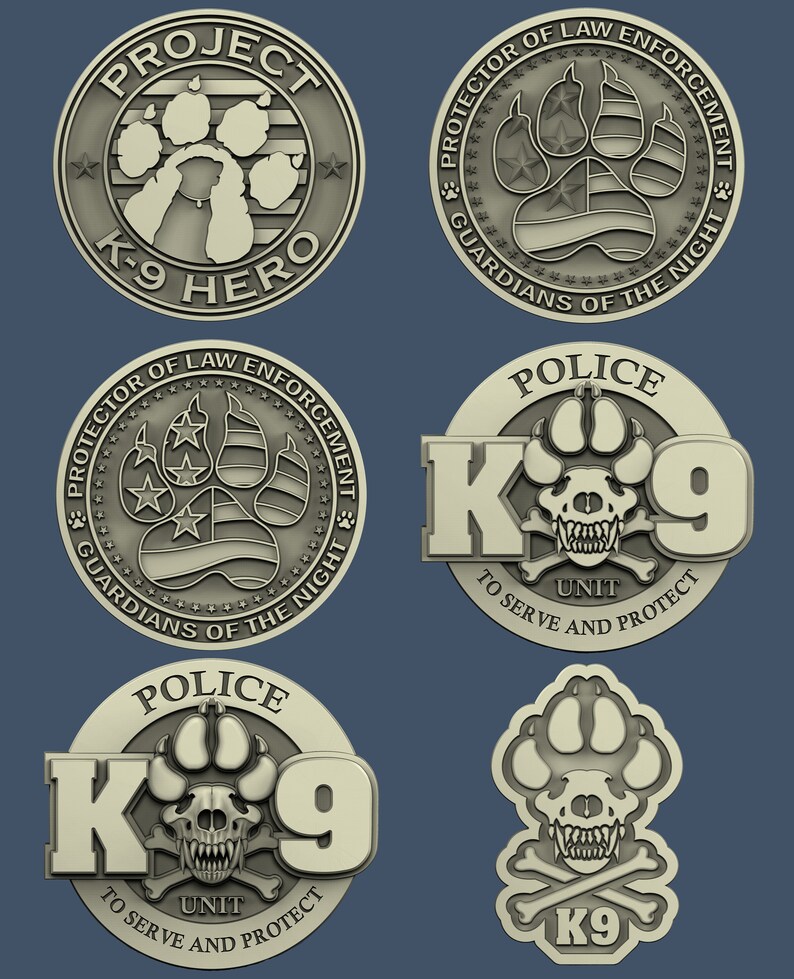 Collection of Icons K9 Police Dog Skull 3D STL Model | Etsy