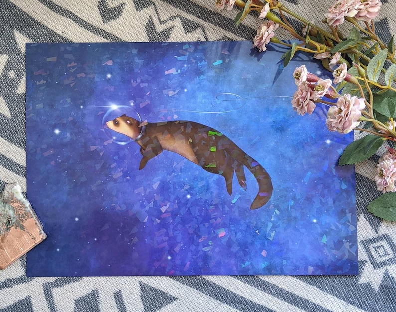 Sable Space Ferret Print - Etsy