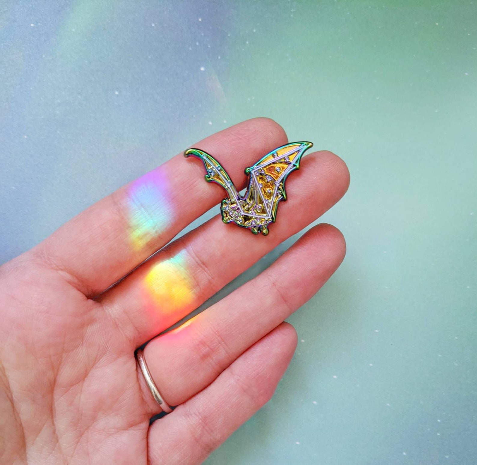 Rainbow Metal Constellation Bat Enamel Pin - Etsy