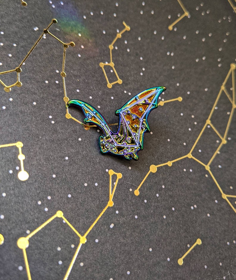 Rainbow Metal Constellation Bat Enamel Pin - Etsy