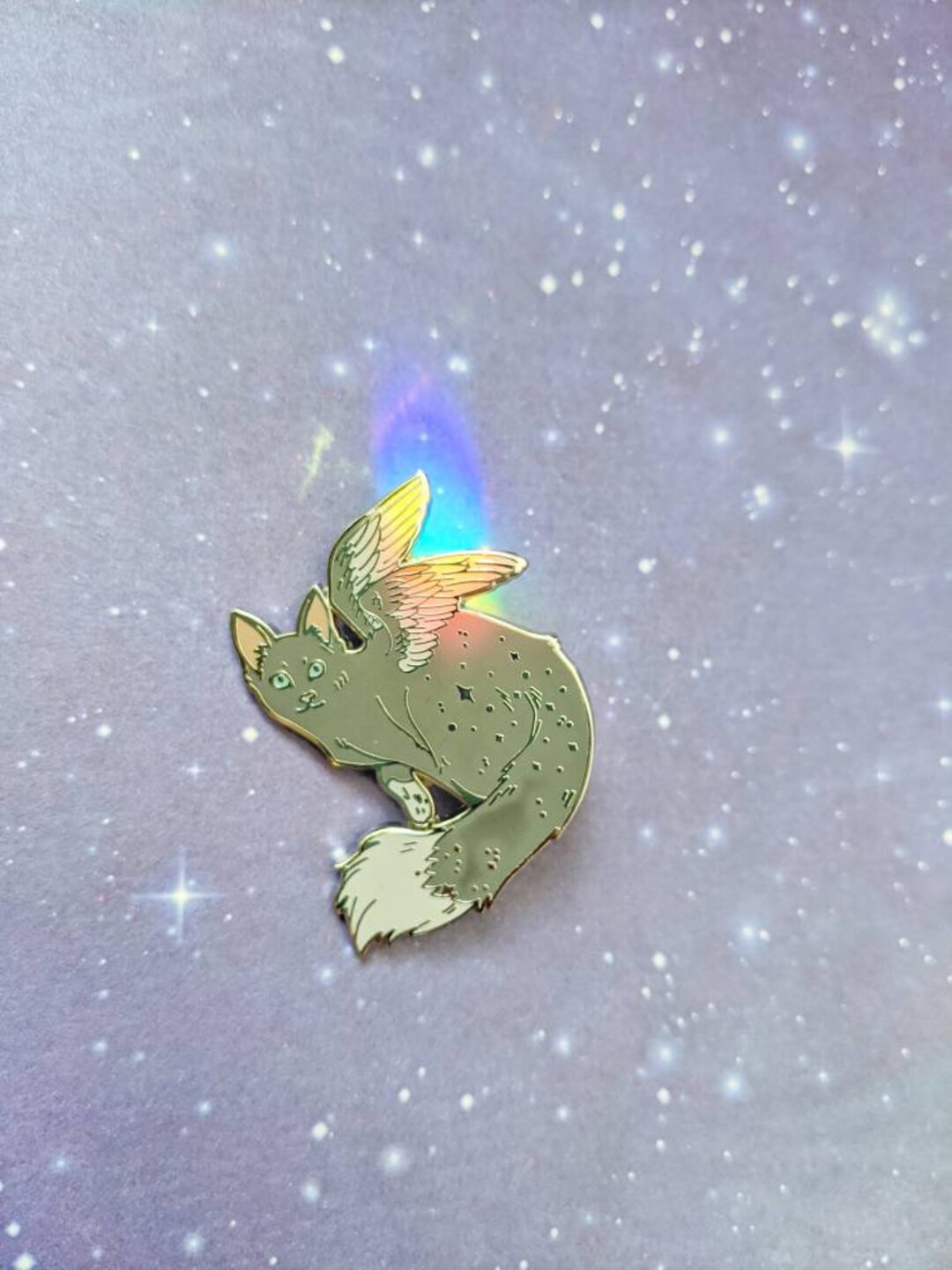 Winged Cat Enamel Pin - Etsy