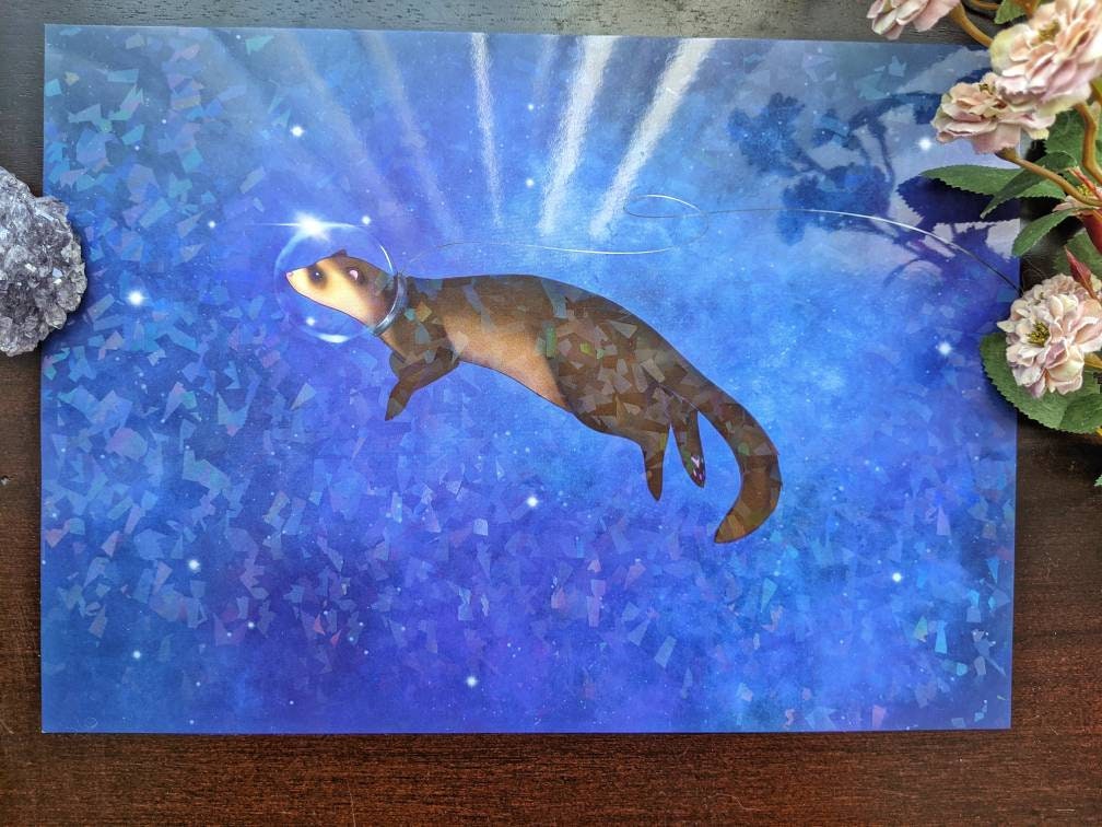 Sable Space Ferret Print | Etsy