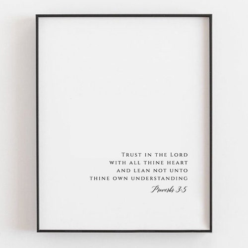 Proverbs 3 5 Bible Verse Wall Art Scripture Wall Art Baptism | Etsy