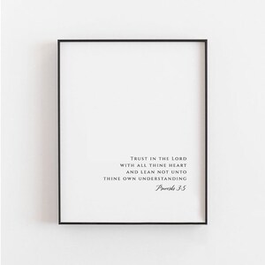 Proverbs 3 5 Bible Verse Wall Art Scripture Wall Art Baptism Gift ...