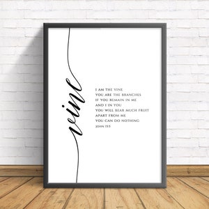 John 15 5 Bible Verse Wall Art Scripture Wall Art Printable Christian ...