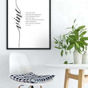 John 15 5 Bible Verse Wall Art Scripture Wall Art Printable Christian ...