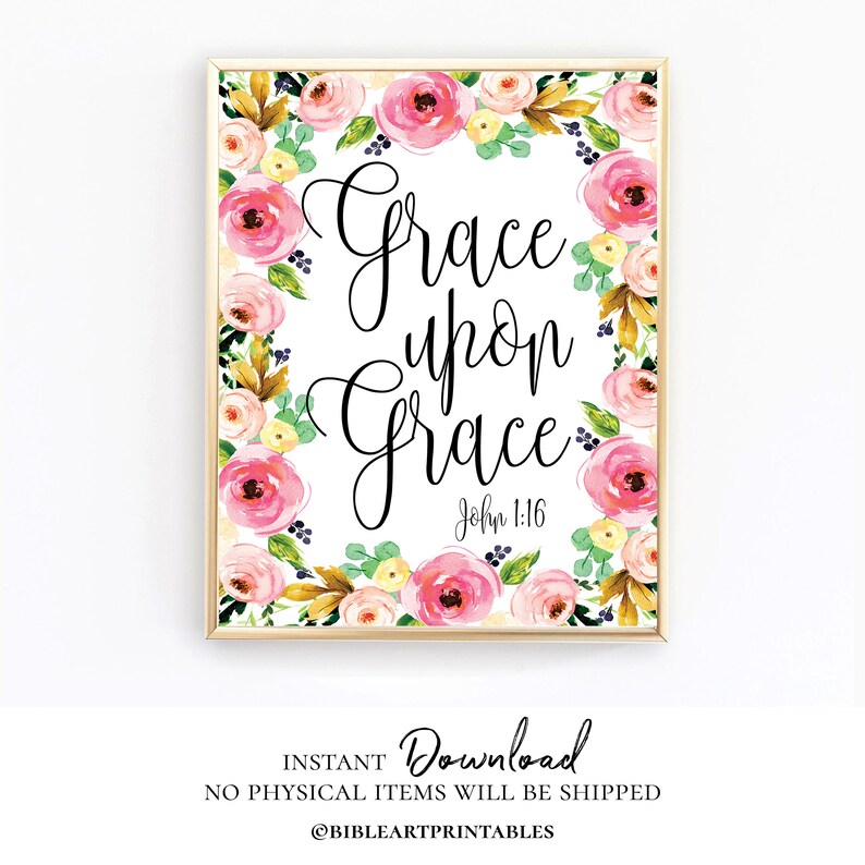 Scripture Wall Art Bible Verse Wall Art Grace Upon Grace Bible - Etsy