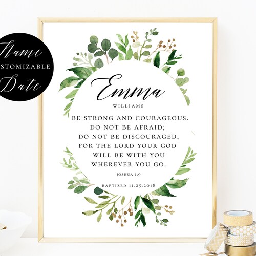 CUSTOM Joshua 1 9 Baptism Printable Gift Digital Name Print - Etsy