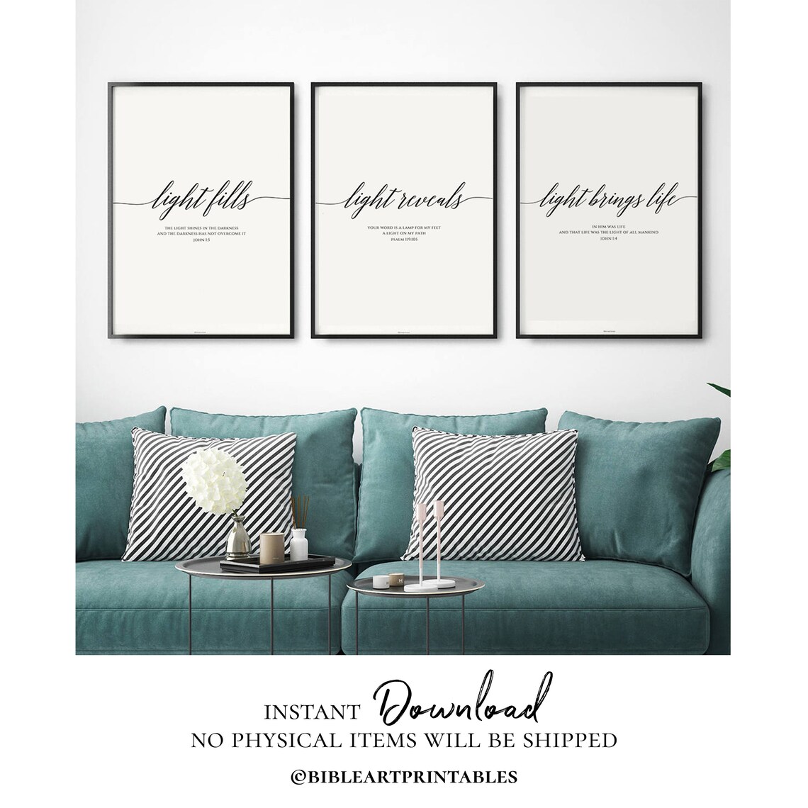 Set of 3 Bible Verse Wall Art Scripture Wall Art Light Fills - Etsy