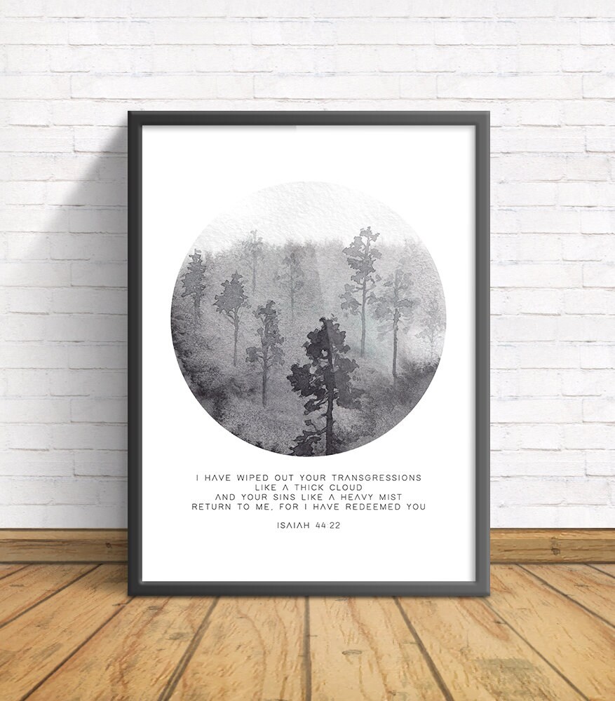 Jesaja 44 22 Schrift Wand Kunst Bibel Vers Wand Kunst Bibel | Etsy