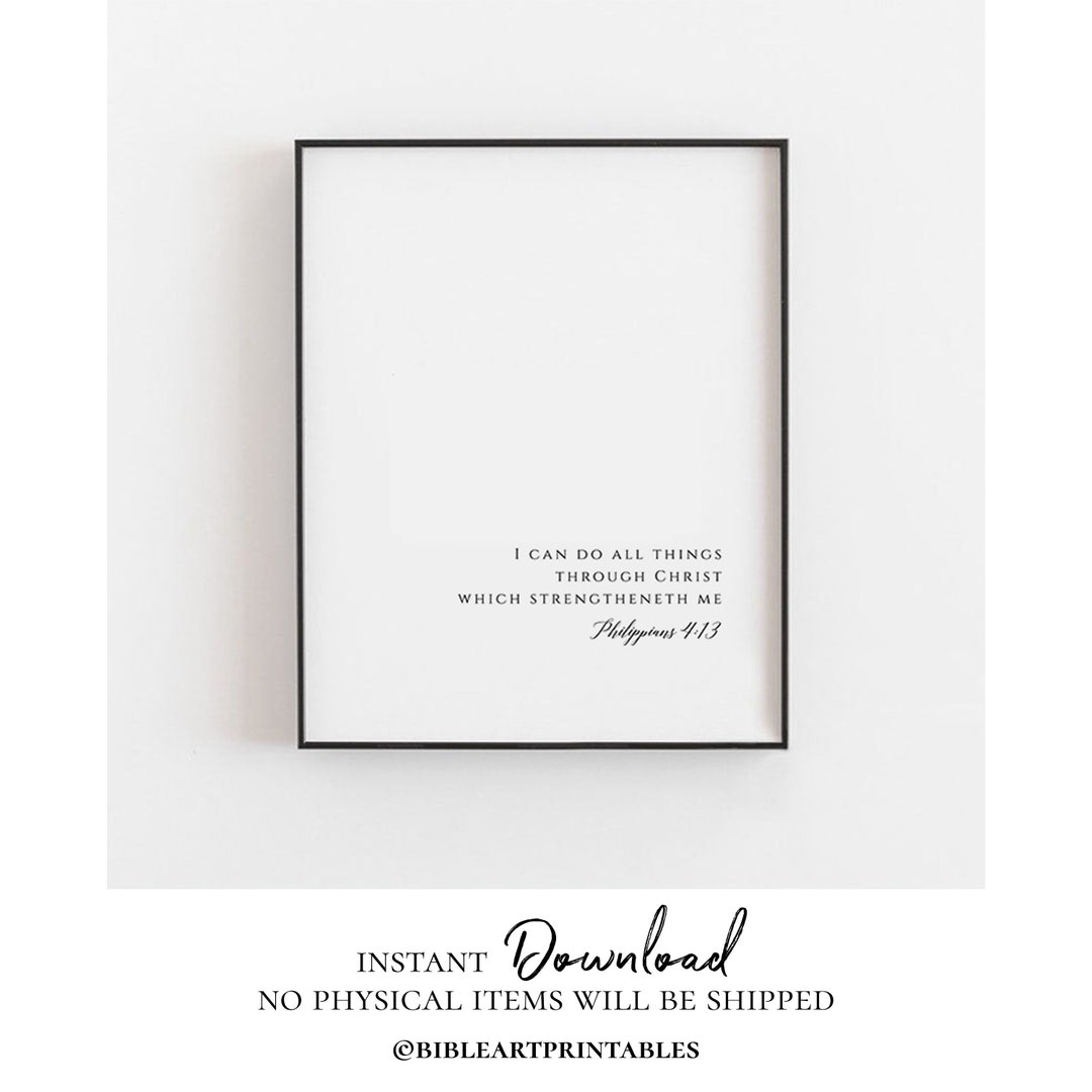 Philippians 4 13 Bible Verse Wall Art Scripture Wall Art Baptism Gift ...