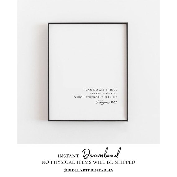 Philippians 4 13 Bible Verse Wall Art Scripture Wall Art - Etsy