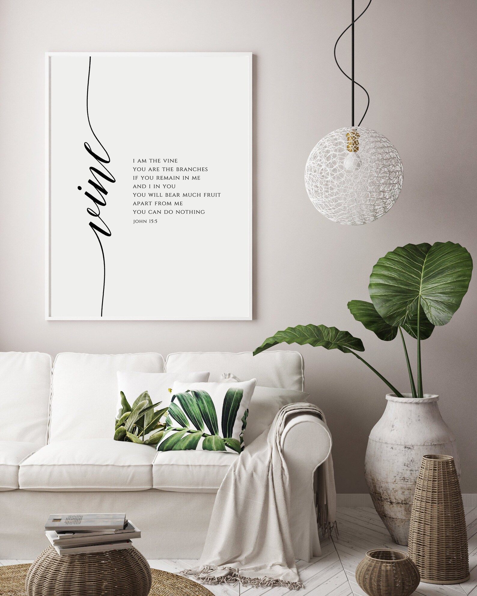 John 15 5 Bible Verse Wall Art Scripture Wall Art Printable - Etsy