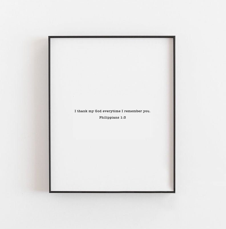 Philippians 1 3 Bible Verse Wall Art Scripture Wall Art I | Etsy