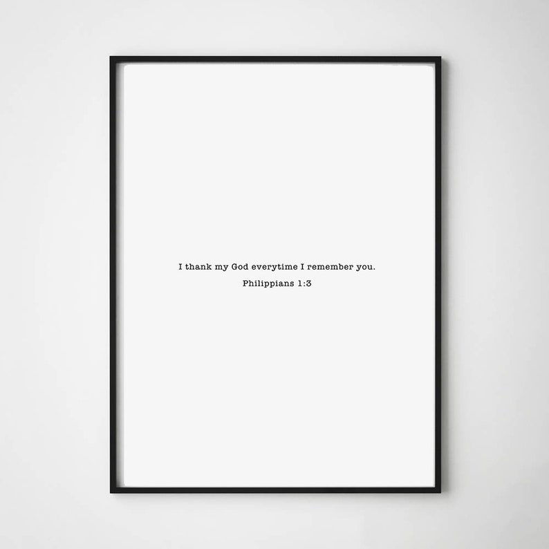 Philippians 1 3 Bible Verse Wall Art Scripture Wall Art I - Etsy